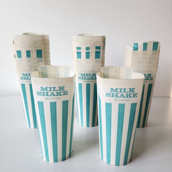 Milk Shake Take Out Cups | Dining | 95s Milk Shake Cups 24 Waxed Paper ...